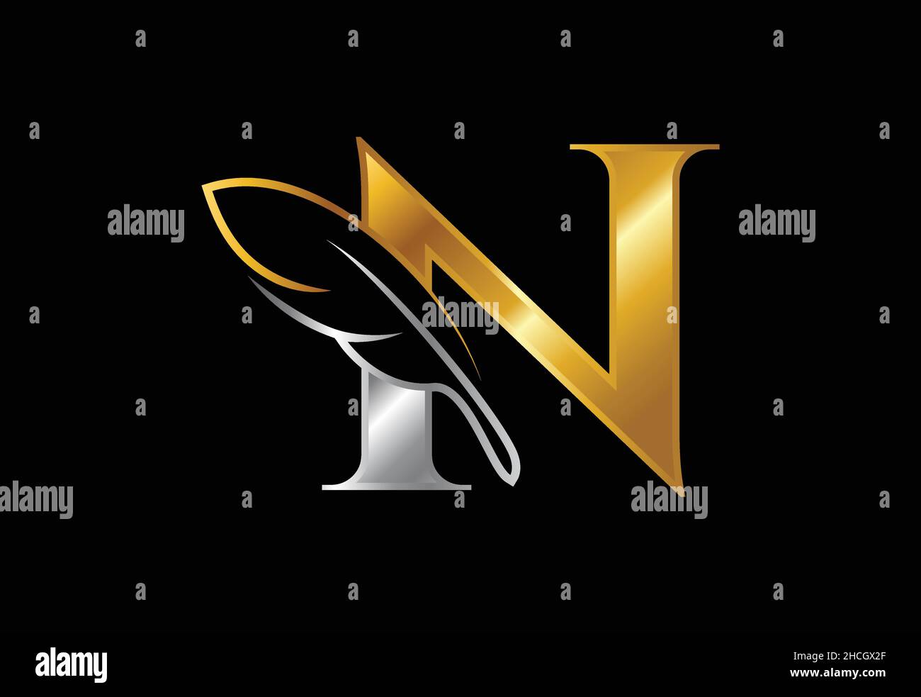 Initial N alphabet with a feather. Law firm icon sign symbol. Logo for ...