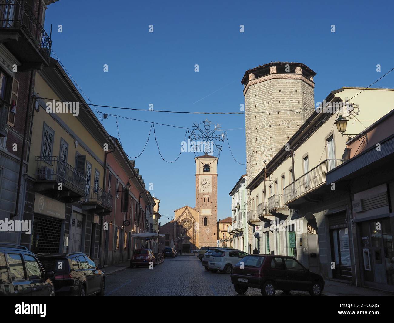 CHIVASSO, ITALY - CIRCA DECEMBER 2021: Duomo church and Torre ...