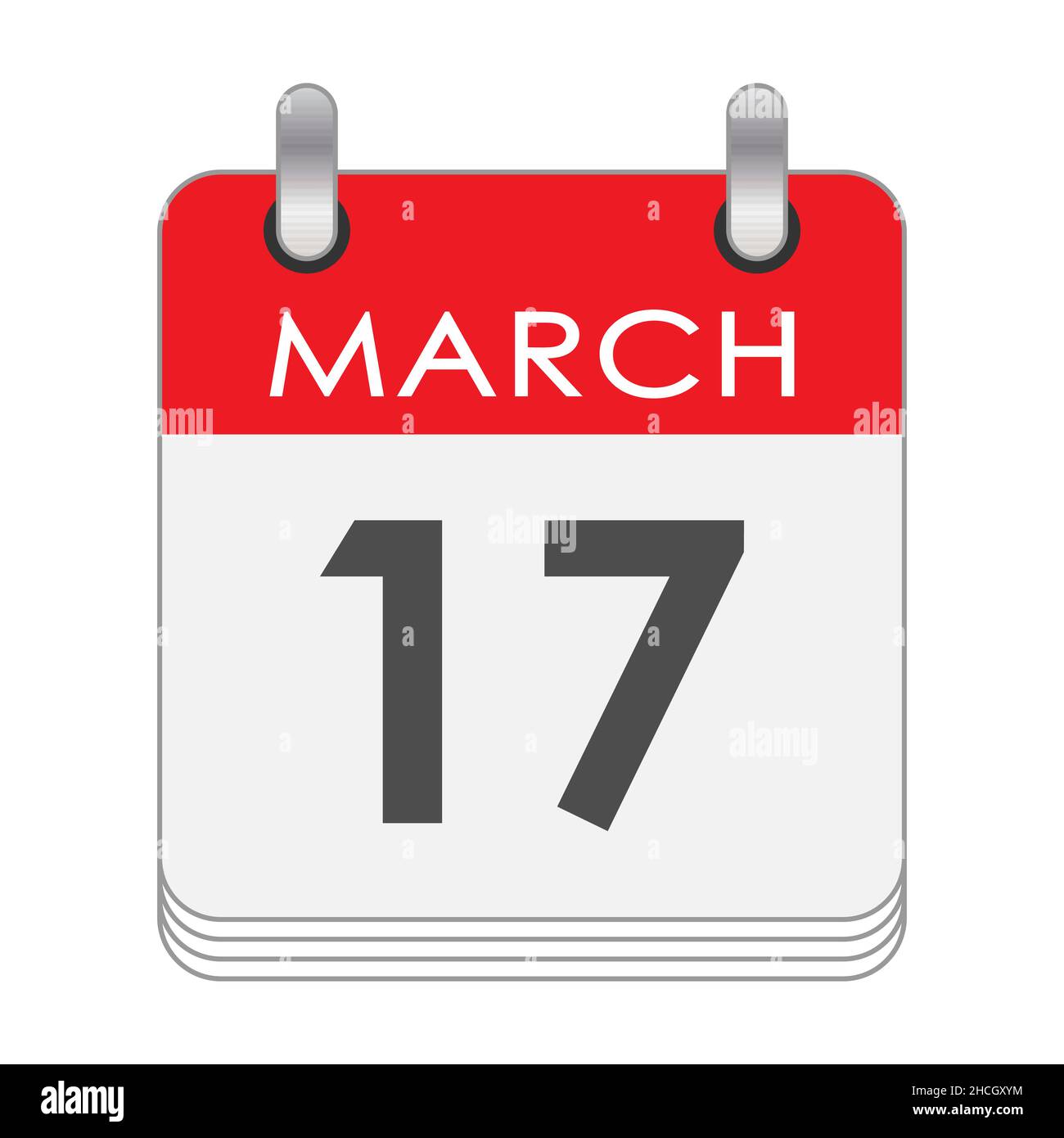 MARCH 17. A leaf of the flip calendar with the date of MARCH 17. Flat ...