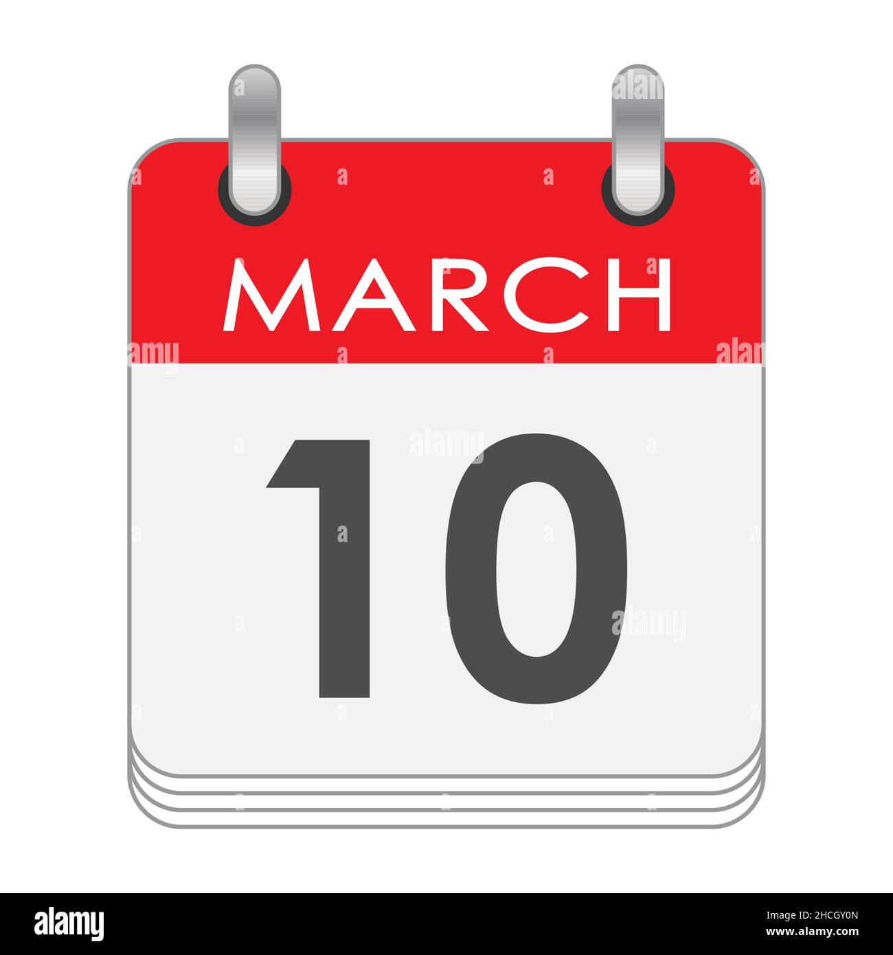MARCH 10. A leaf of the flip calendar with the date of MARCH 10. Flat ...