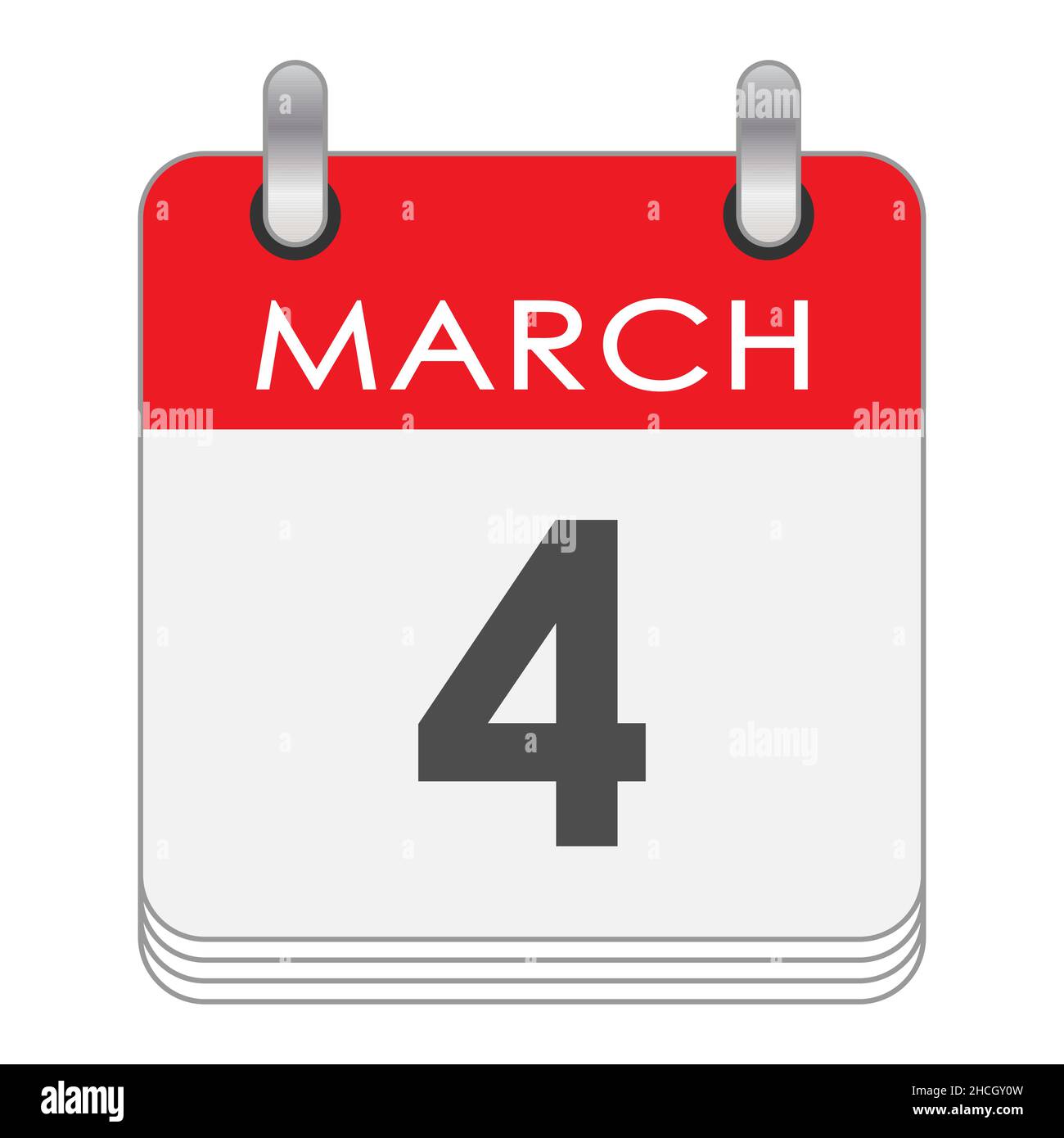 MARCH 4. A leaf of the flip calendar with the date of MARCH 4. Flat ...