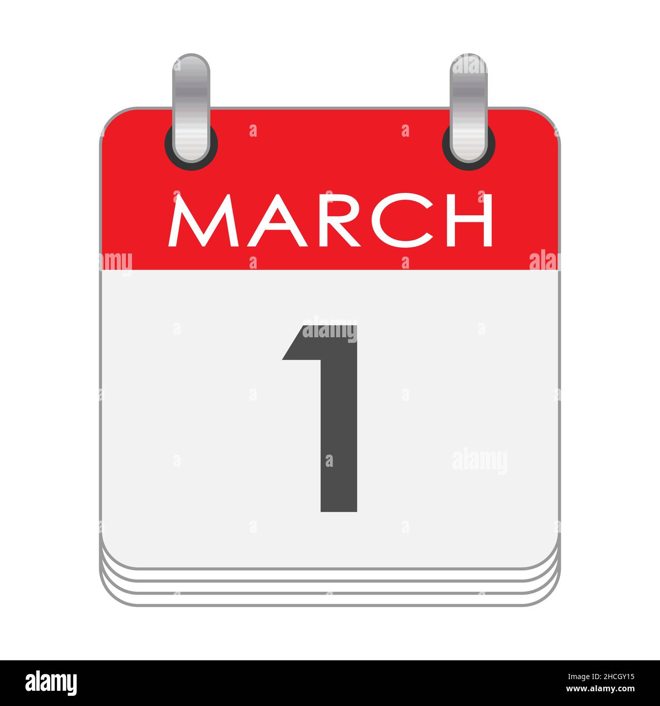 MARCH 1. A leaf of the flip calendar with the date of MARCH 1. Flat ...