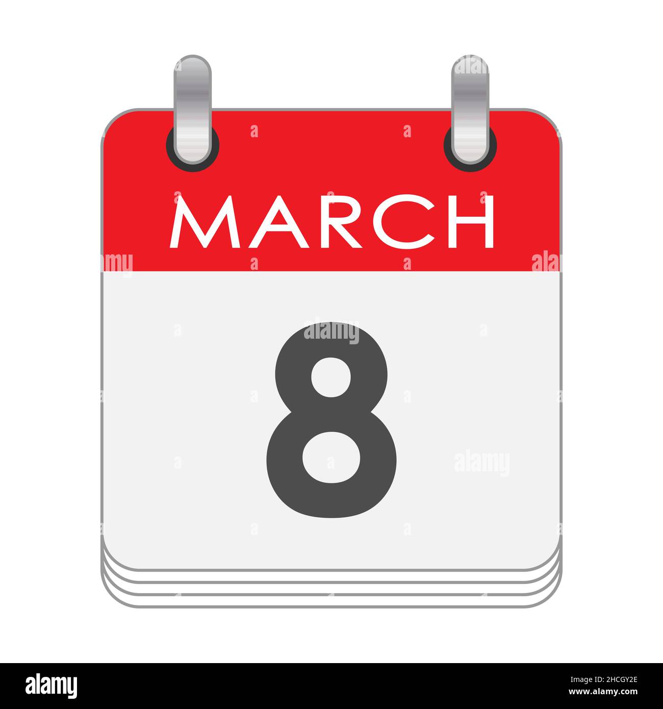 MARCH 8. A leaf of the flip calendar with the date of MARCH 8. Flat ...