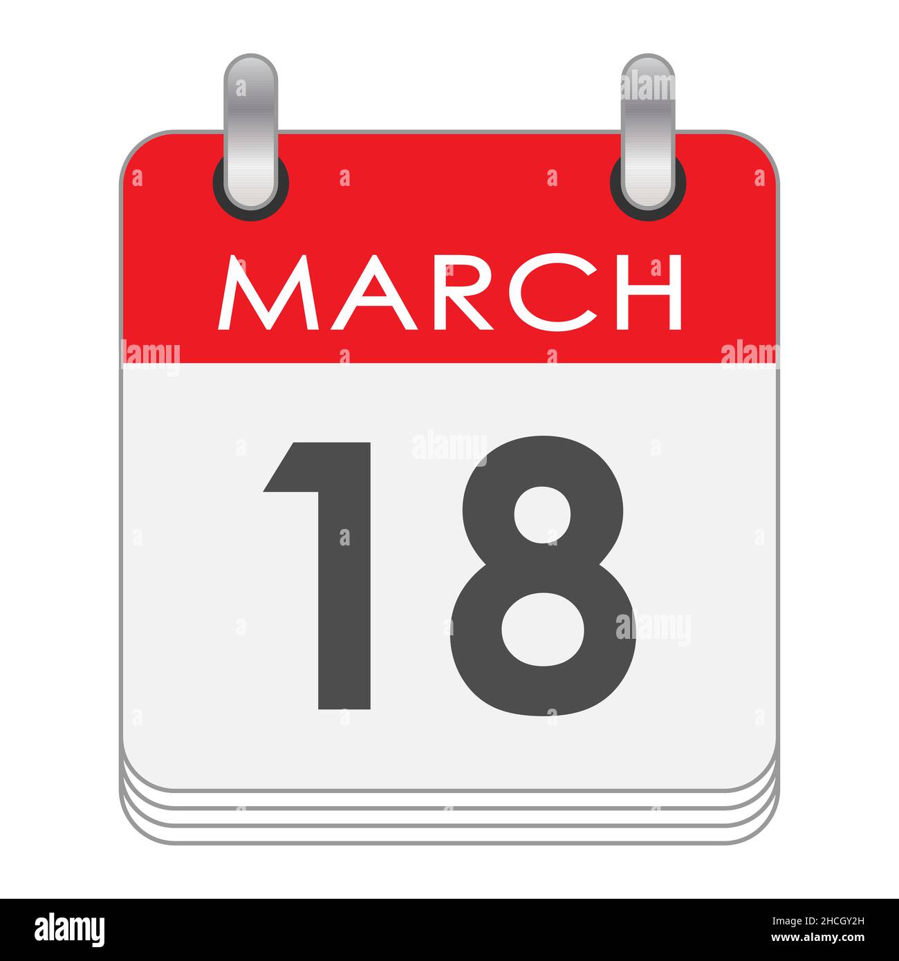 MARCH 18. A leaf of the flip calendar with the date of MARCH 18. Flat ...