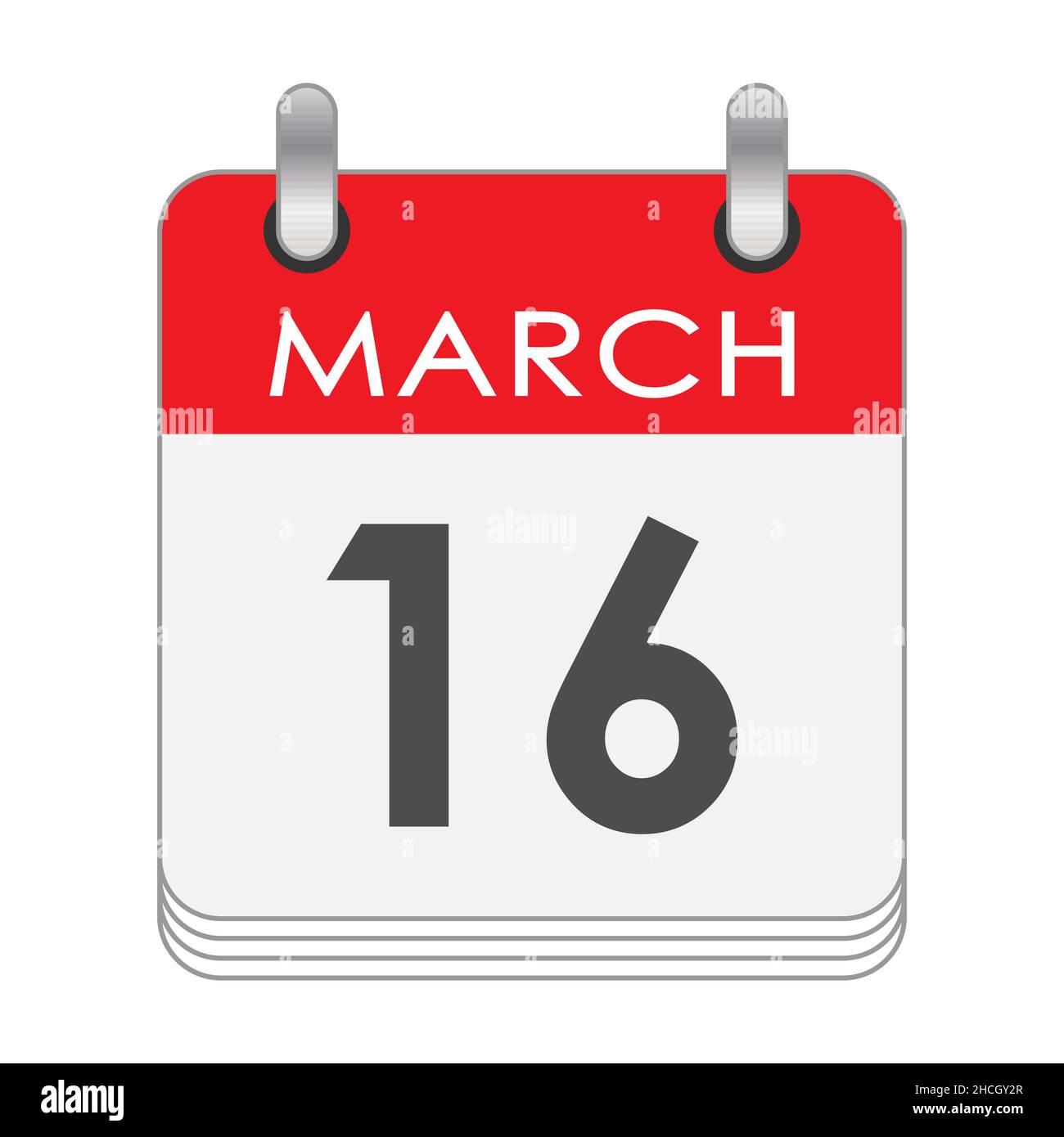 MARCH 16. A leaf of the flip calendar with the date of MARCH 16. Flat ...