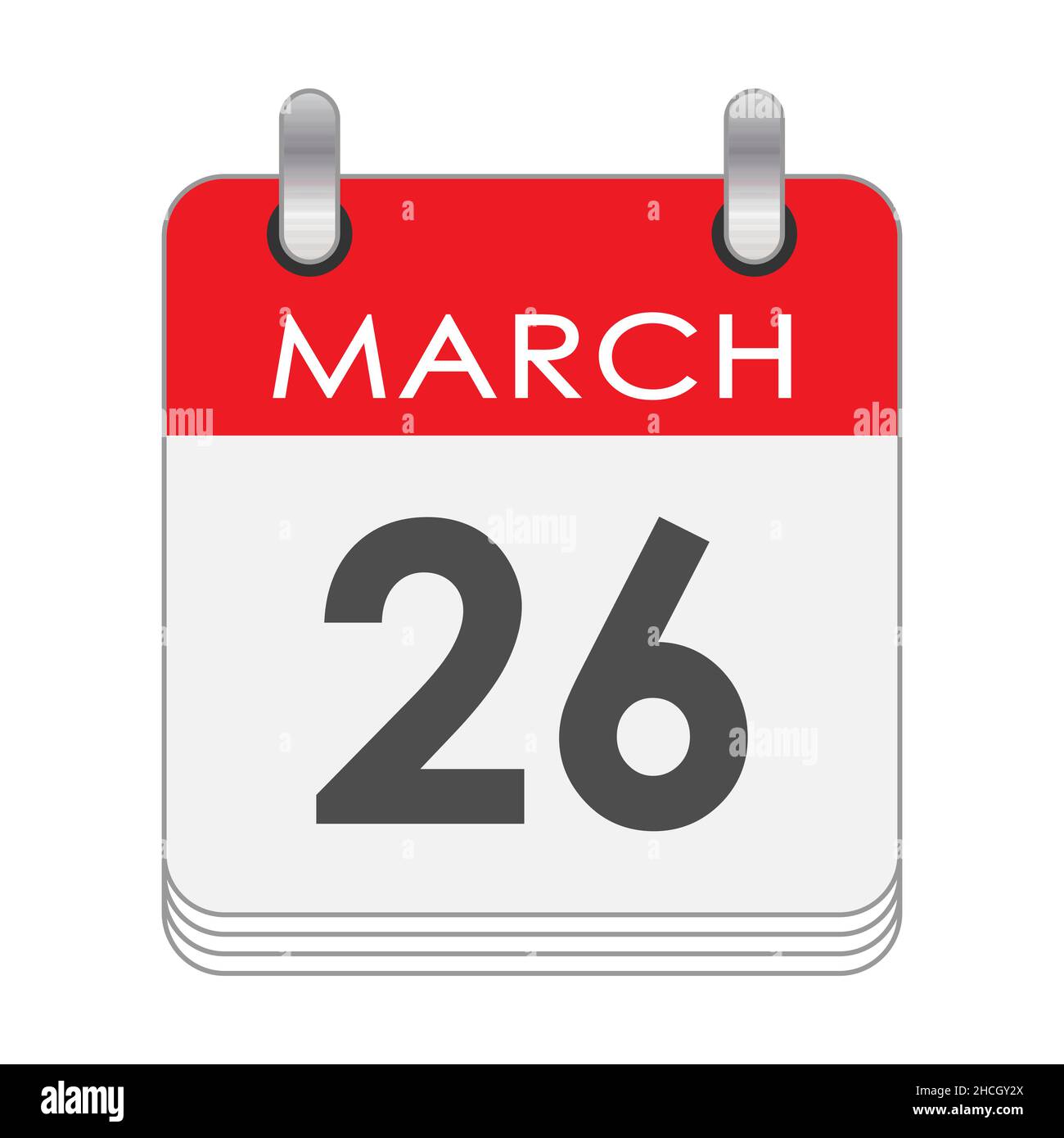 MARCH 26. A leaf of the flip calendar with the date of MARCH 26. Flat ...