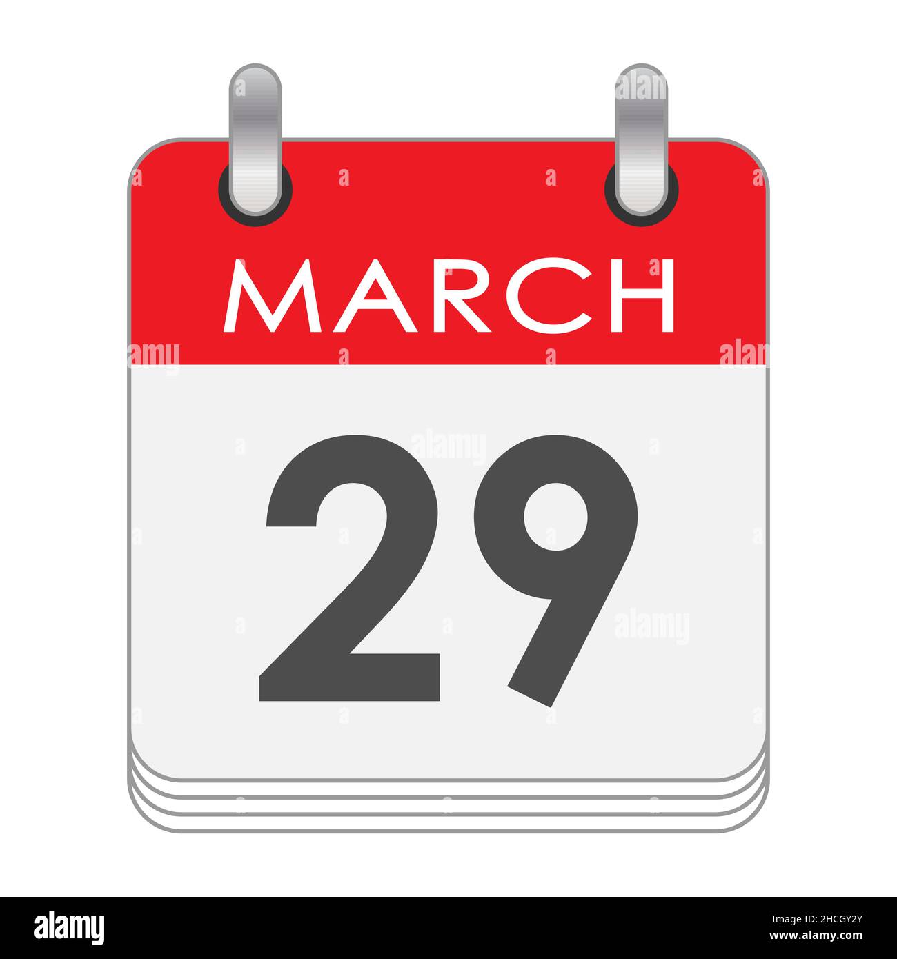 MARCH 29. A leaf of the flip calendar with the date of MARCH 29. Flat ...