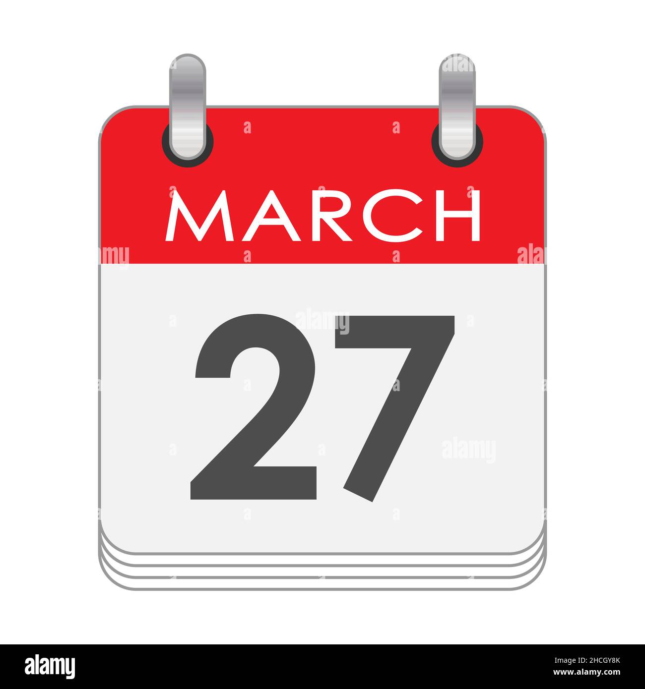 MARCH 27. A leaf of the flip calendar with the date of MARCH 27. Flat ...