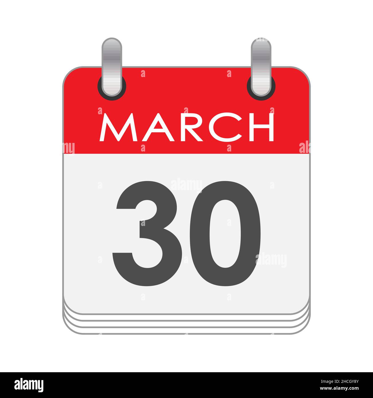 MARCH 30. A leaf of the flip calendar with the date of MARCH 30. Flat ...