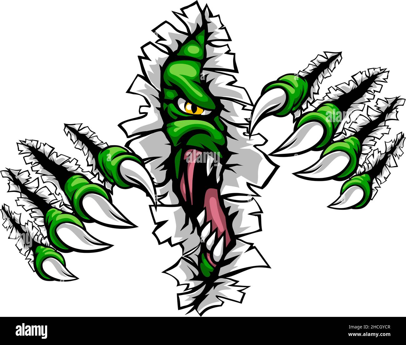 Monster With Talon Claw Tearing A Rip Through Wall Stock Vector Image ...