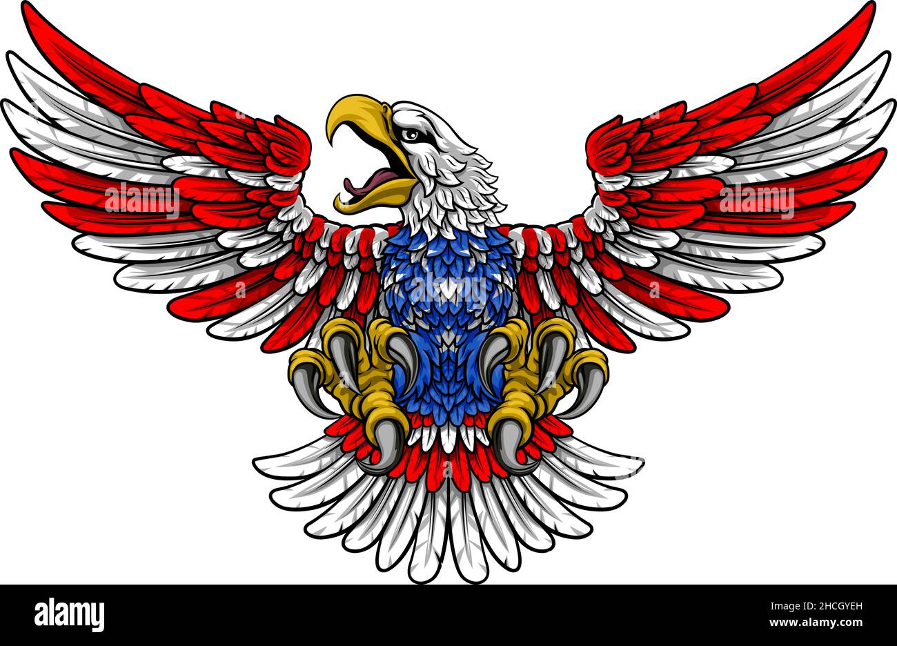 Cartoon American Flag Eagle