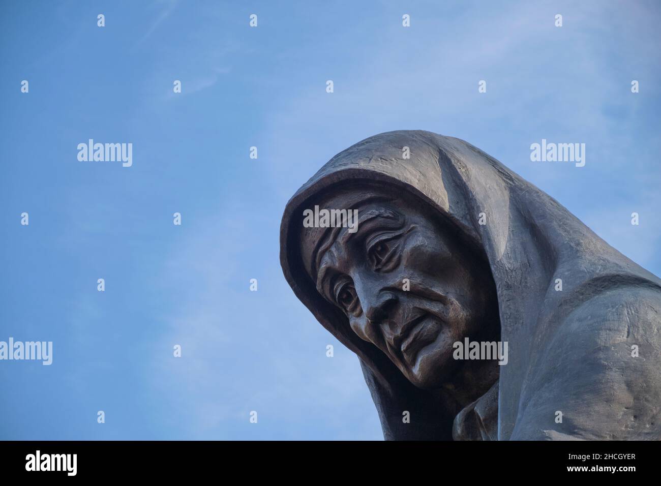 Close up, detail of the wailing, grieving mother statue. At Memorial ...