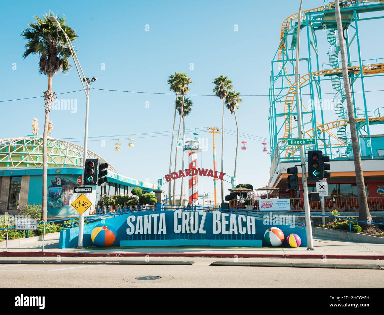 Santa Cruz beach and boardwalk sign, in Santa Cruz, California Stock ...