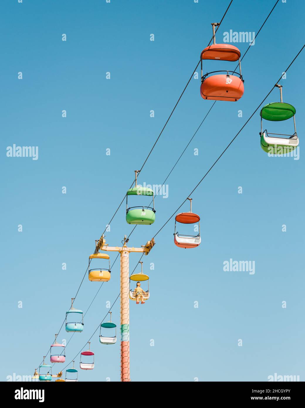 The Sky Glider ride on the boardwalk in Santa Cruz, California Stock ...