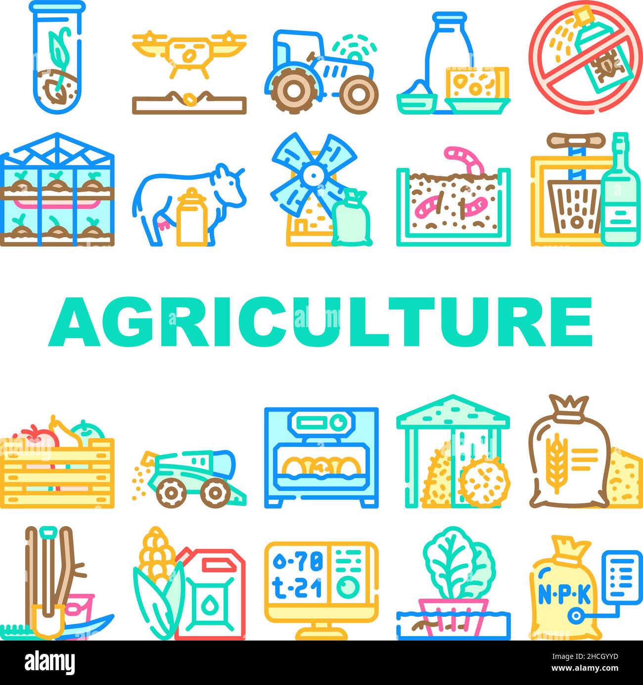 Agriculture Farmland Business Icons Set Vector Stock Vector Image & Art ...