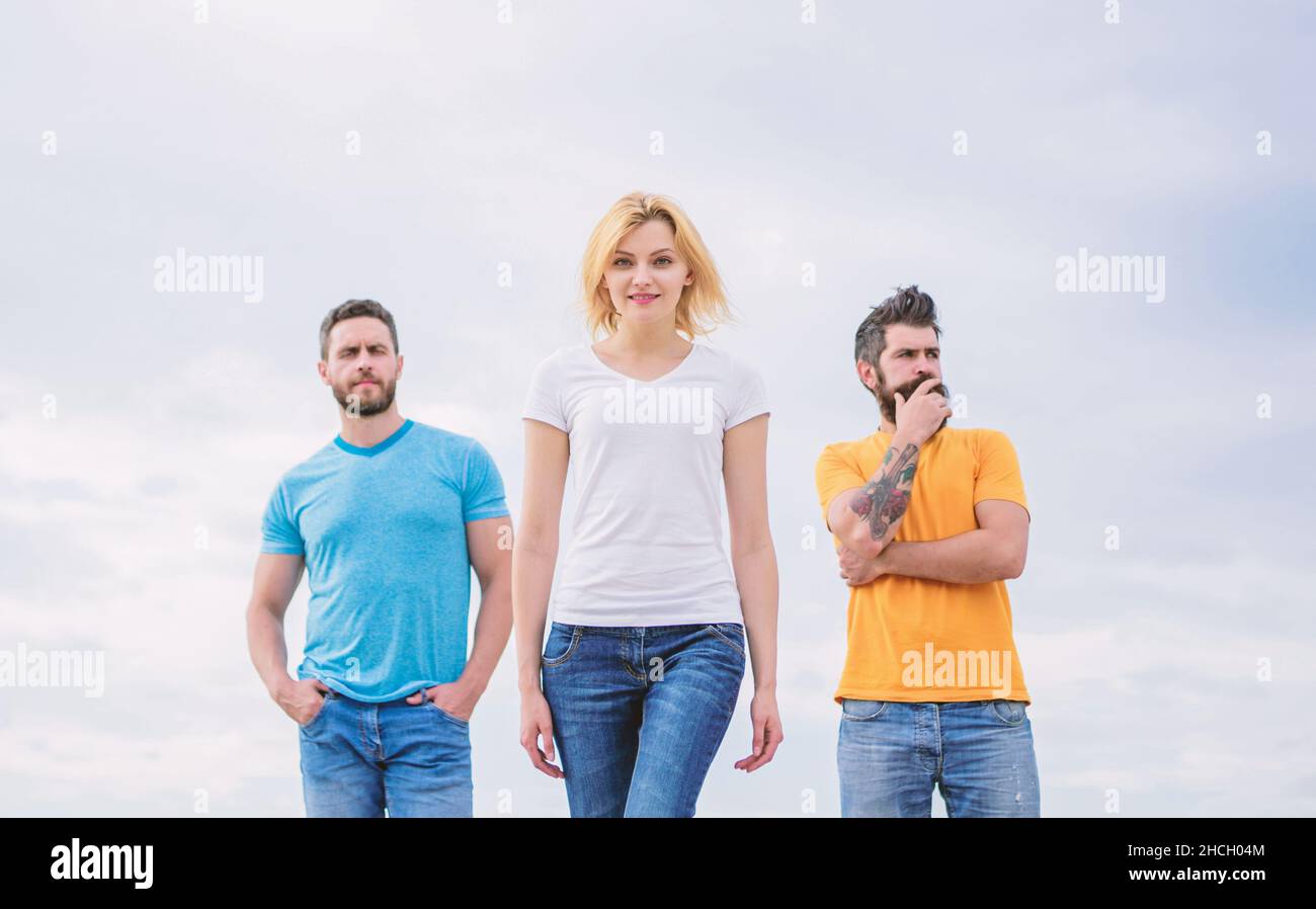 Influential women leader. Leadership concept. Woman in front of men ...