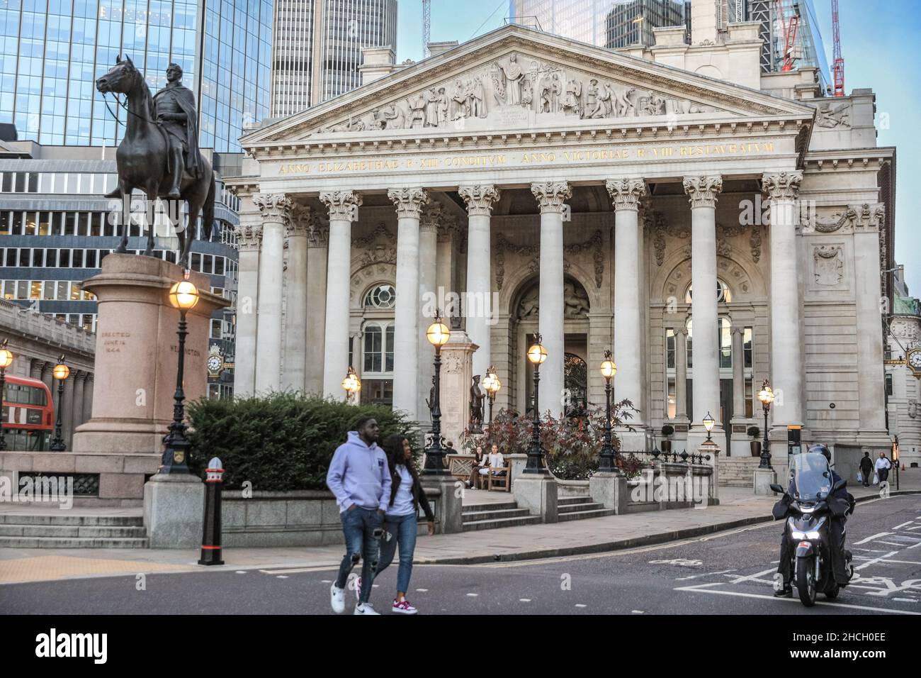 The Royal Exchange historic commerce building on Cornhill, Bank of ...