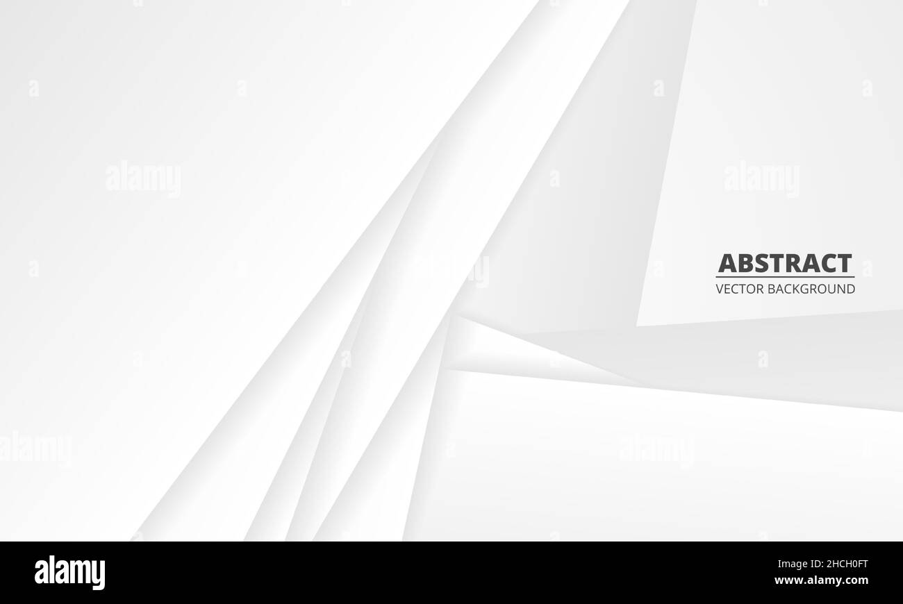 Abstract 3d white vector background with white and grey gradient paper ...