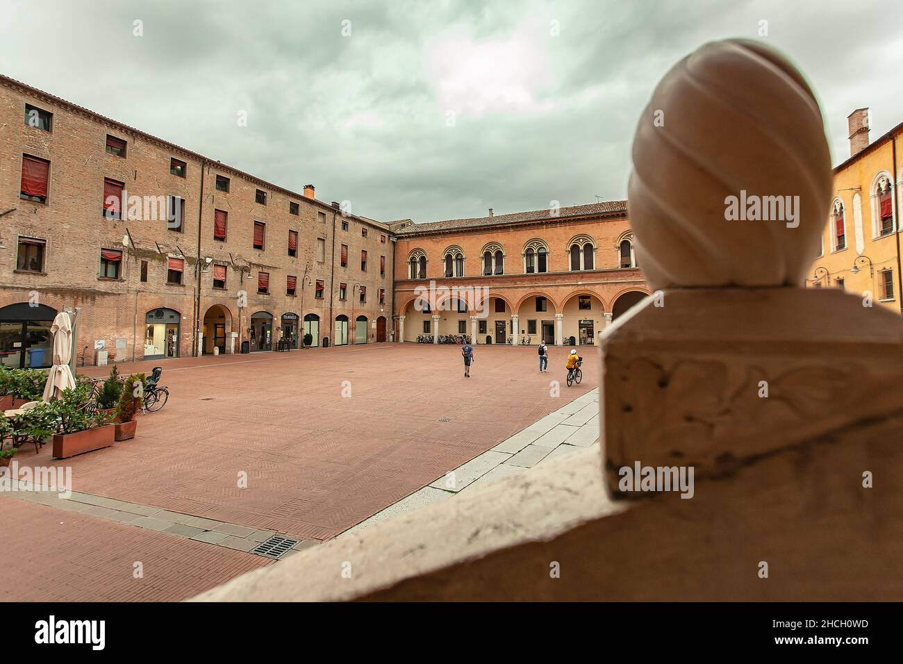 FERRARA, ITALY 29 JULY 2020 : Piazza municipale in Ferrara, a famous ...