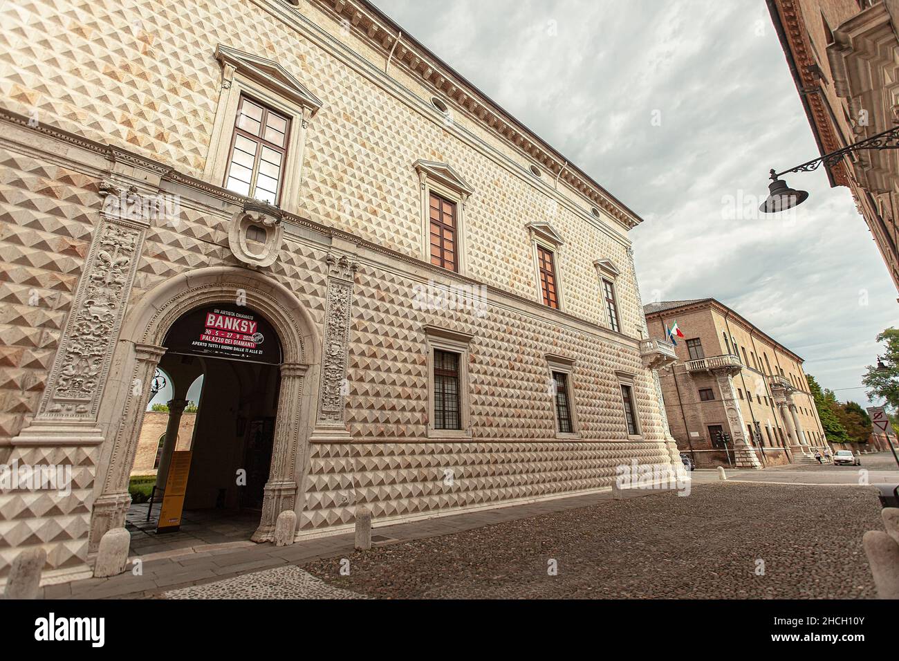 FERRARA, ITALY 29 JULY 2020 : View of Palazzo dei Diamanti in Ferrara ...