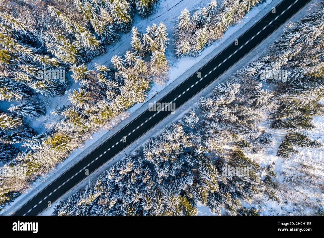 Road Trough Winter Snowy Forest Stock Photo - Alamy