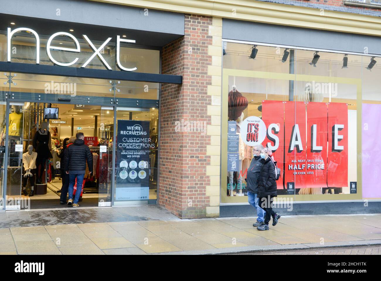 cambridge, England, UK, 28-12-2021. Exterior of Next retail shop with ...