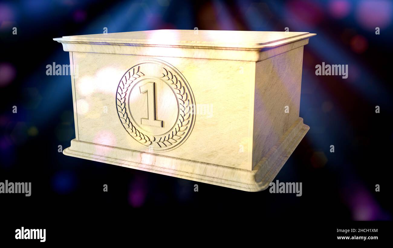 stone winners award podium with festival backdrop - object 3D rendering ...