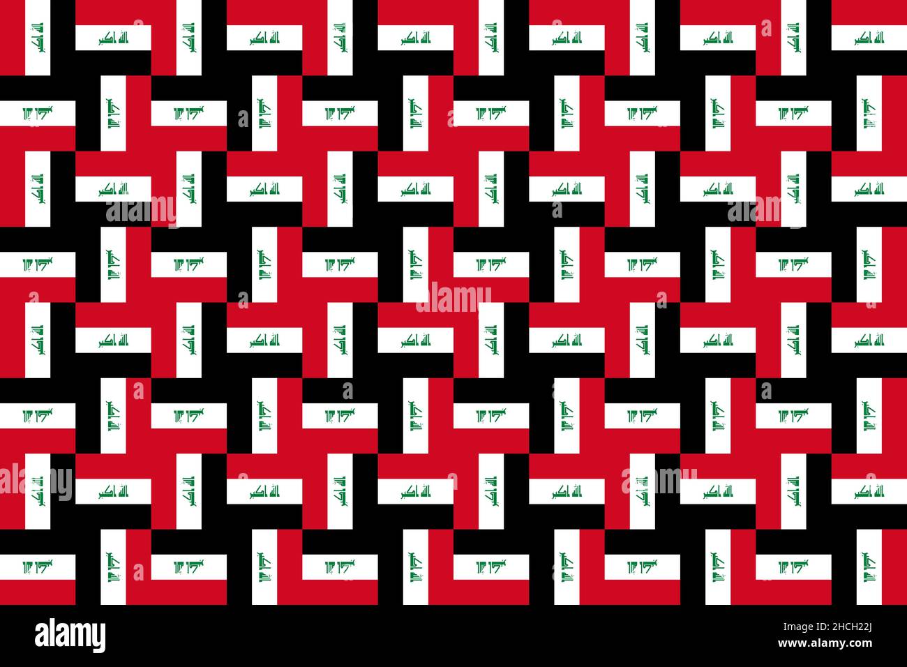 Geometric pattern in the colors of the national flag of Iraq. The ...