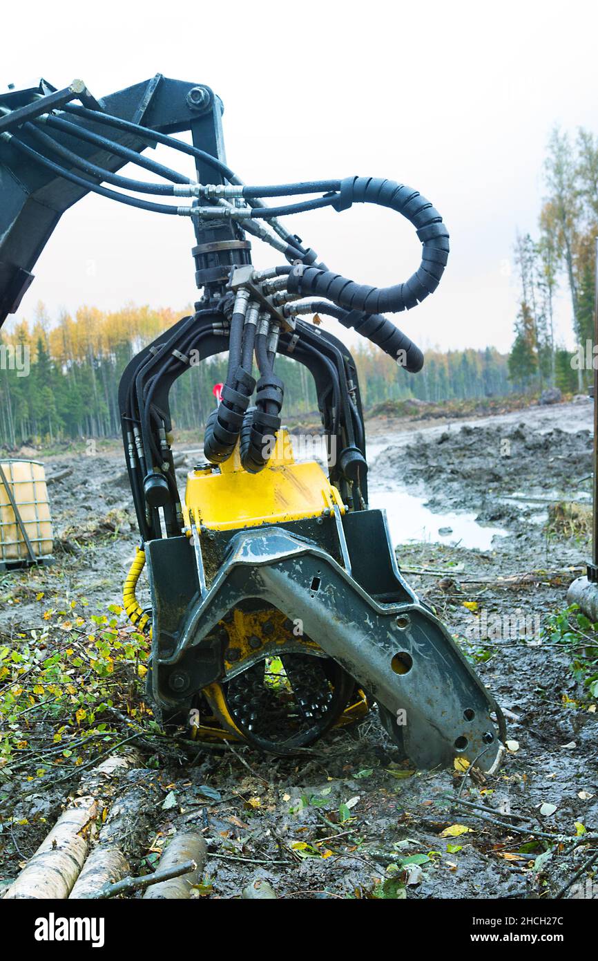 wood loader heavy fuel engine part, working equipment Stock Photo - Alamy