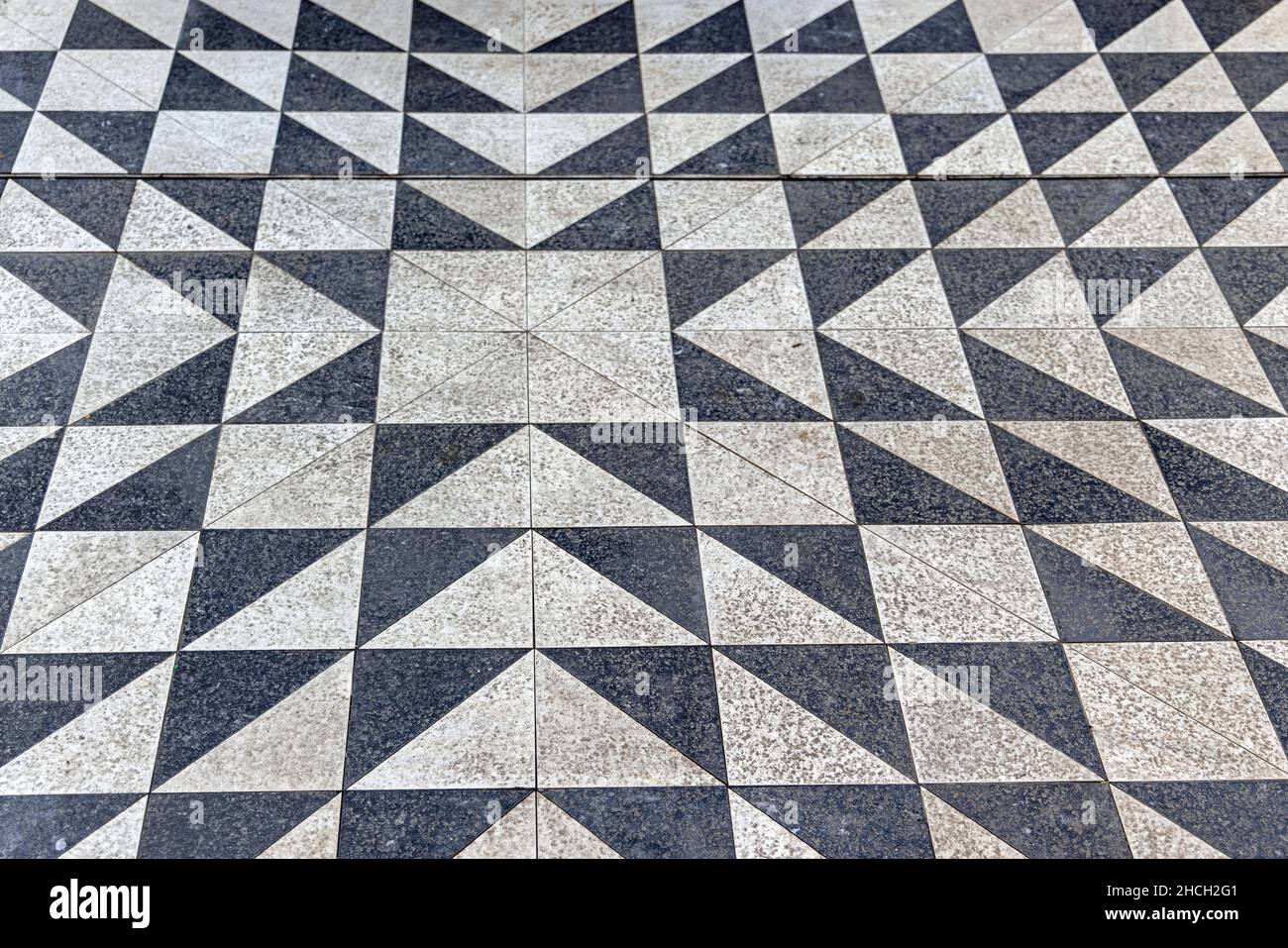Black and White Triangular Concentric Geometric Floor Tiles Stock Photo ...