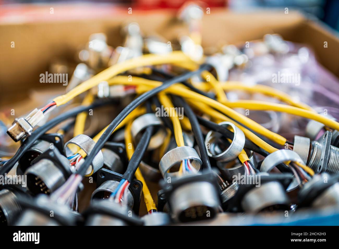 Bunch of colorful cables with plugs for TFT displays connection in ...