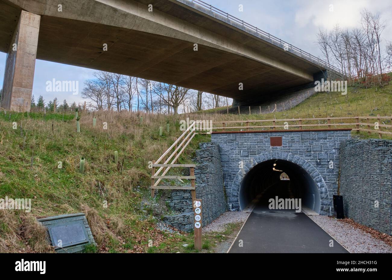 The A66 flyover above the Bobbin Mill Tunnel, near Keswick, Lake ...