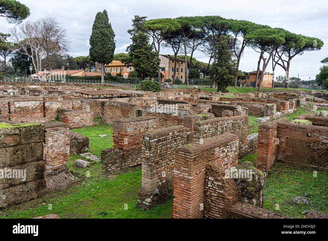 ROME, ITALY - Roman ruins at the archeological park of Ostia Antica ...