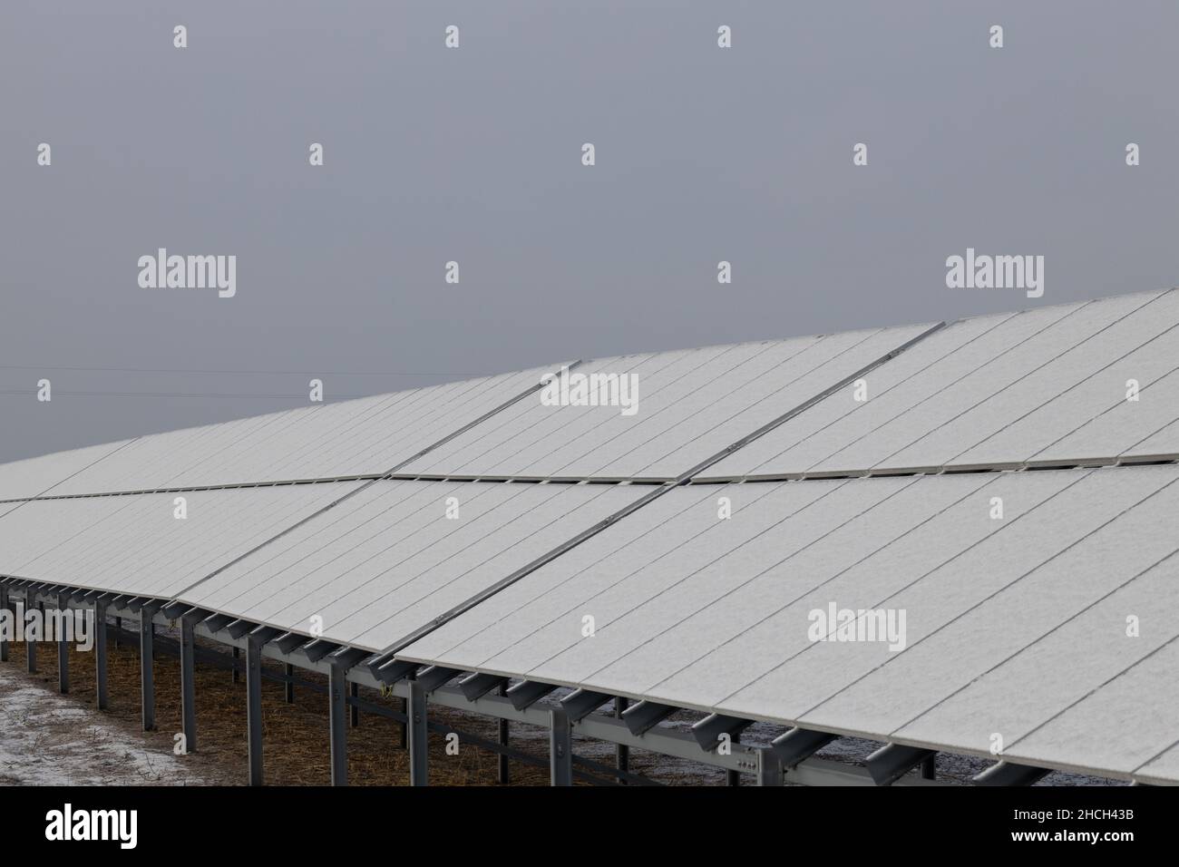 Photovoltaic power plant in winter.Problems in production of energy ...