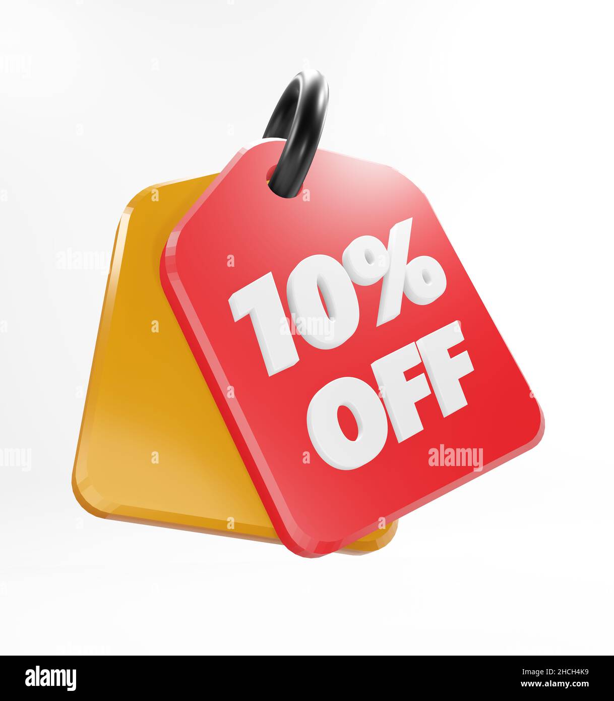 Red price tag label with percentage 10 percent OFF in 3D Render for ...