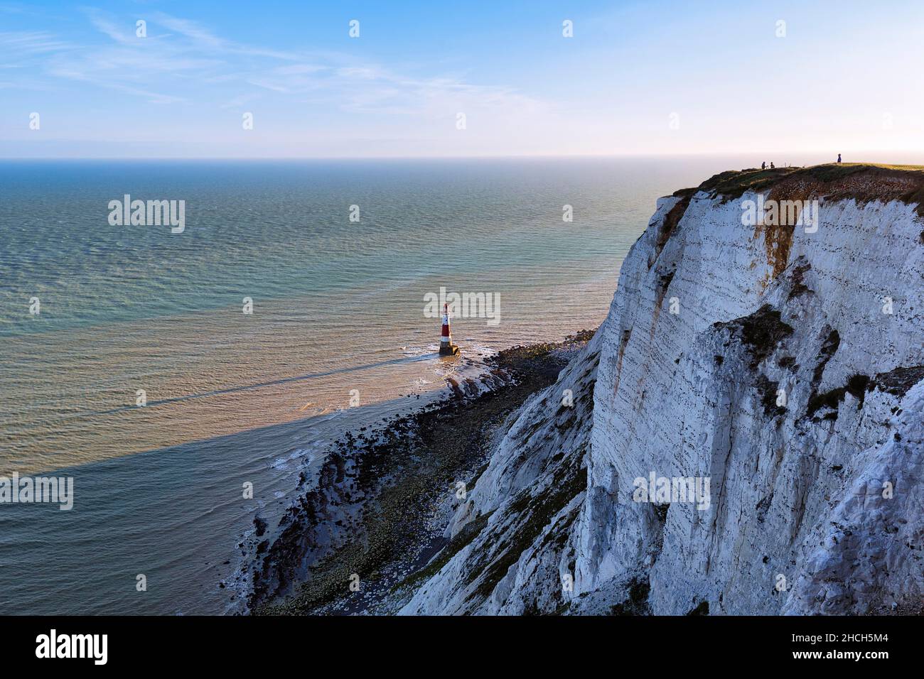 Chalk Coast with View of Beachy Head Lighthouse, Backlight, Eastbourne ...