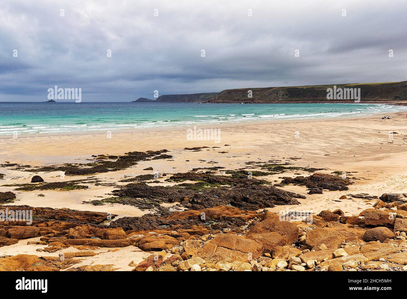 Cove with rocks and sandy beach, Sennen Cove, Cornwall, England, United ...