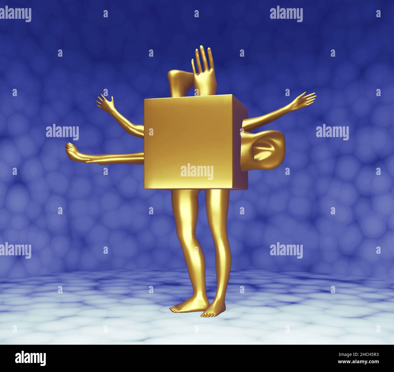 abstract golden cube with arms and legs, 3d rendering Stock Photo - Alamy