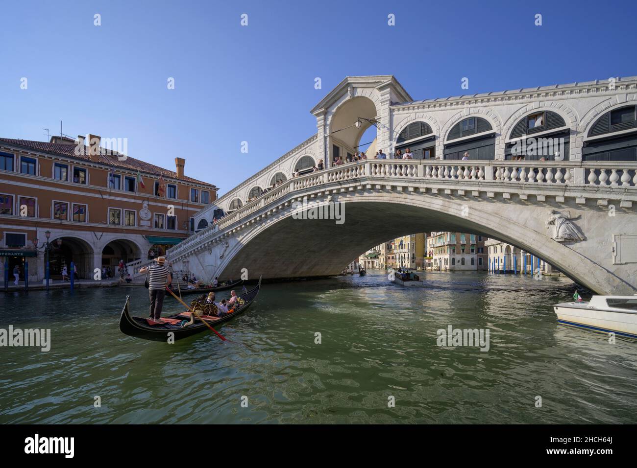 Rialto Bridge and Gondola, Venice, Province of Venice, Italy Stock ...