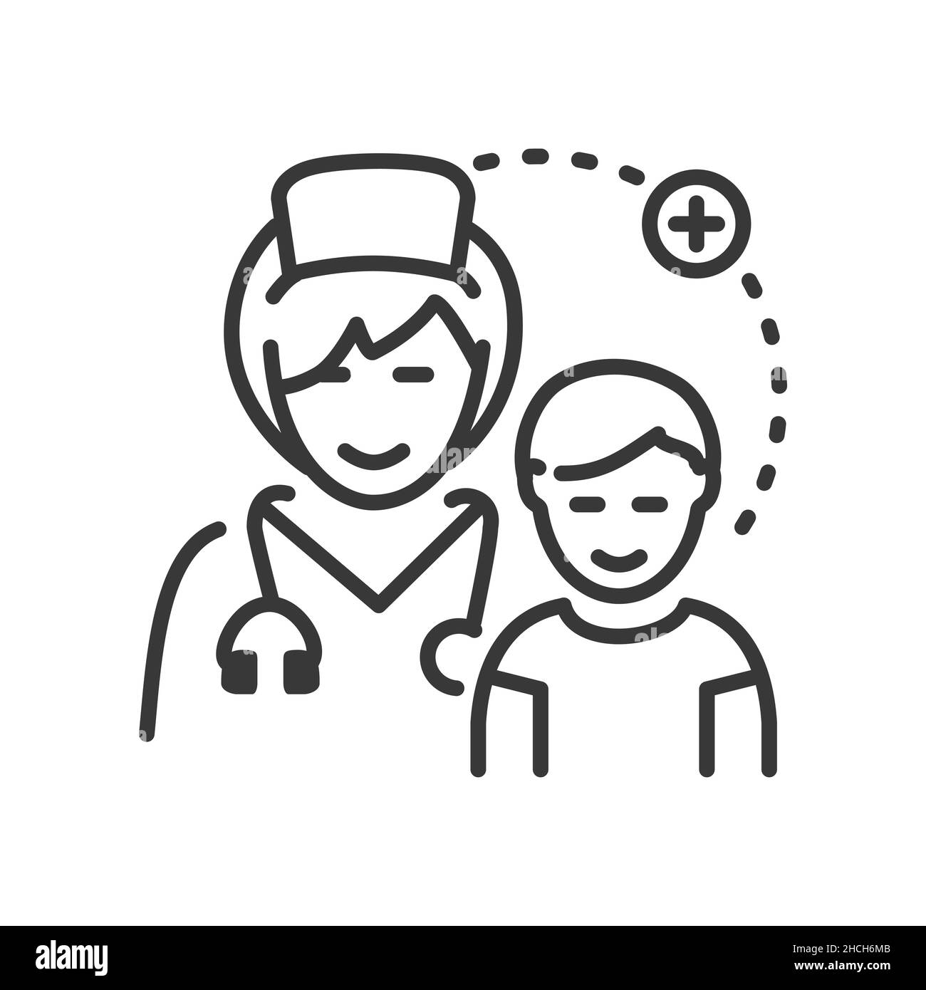 Medical examination - vector line design single isolated icon on white ...