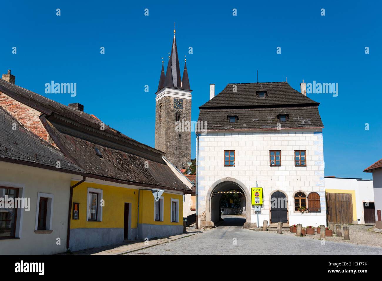 Holy Spirit Church and Upper Gate, Old Town, Telc, Telc, Okres Jihlava ...