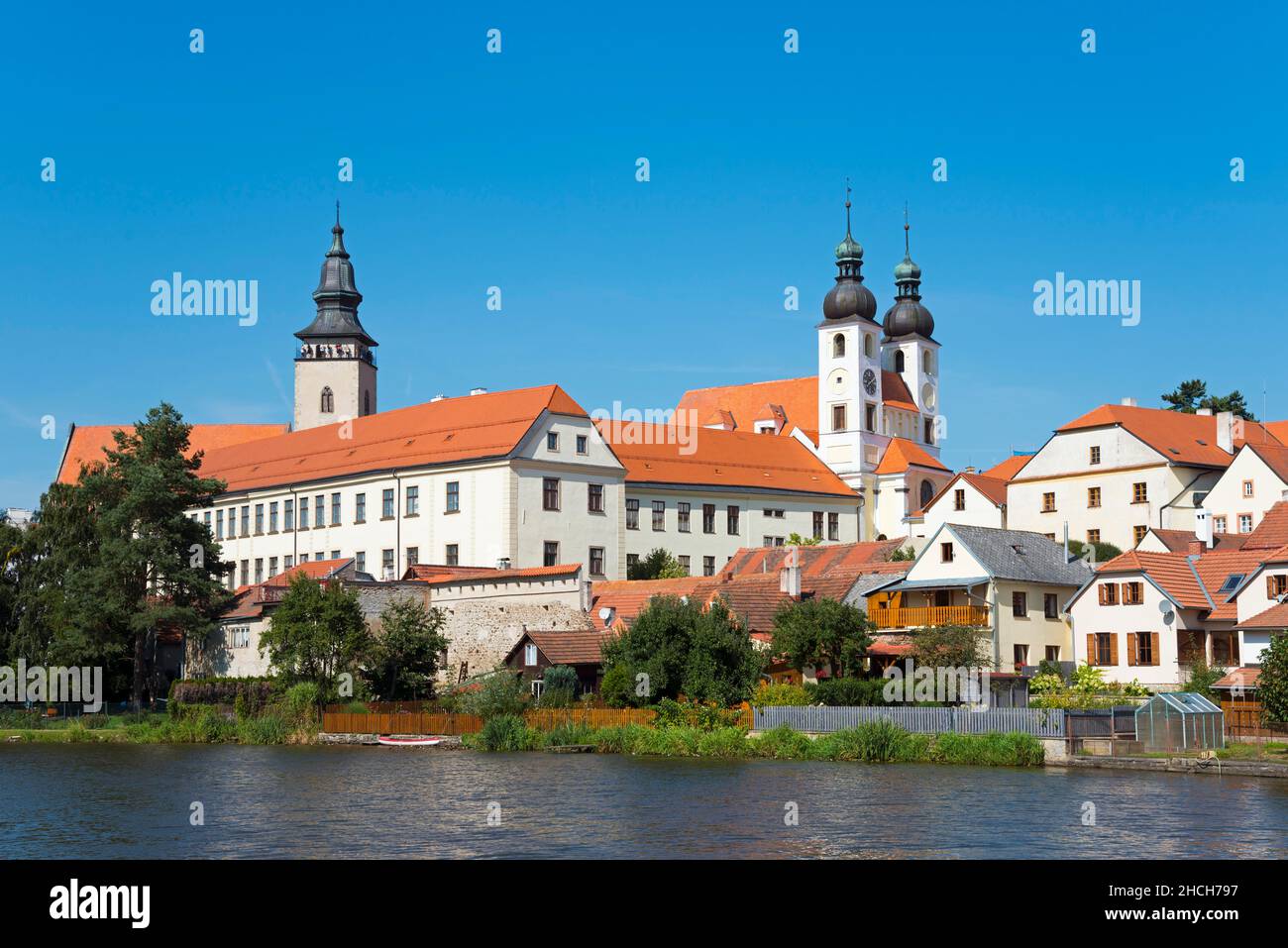 Town view with St. James' Church and Jesuit College with church, Old ...