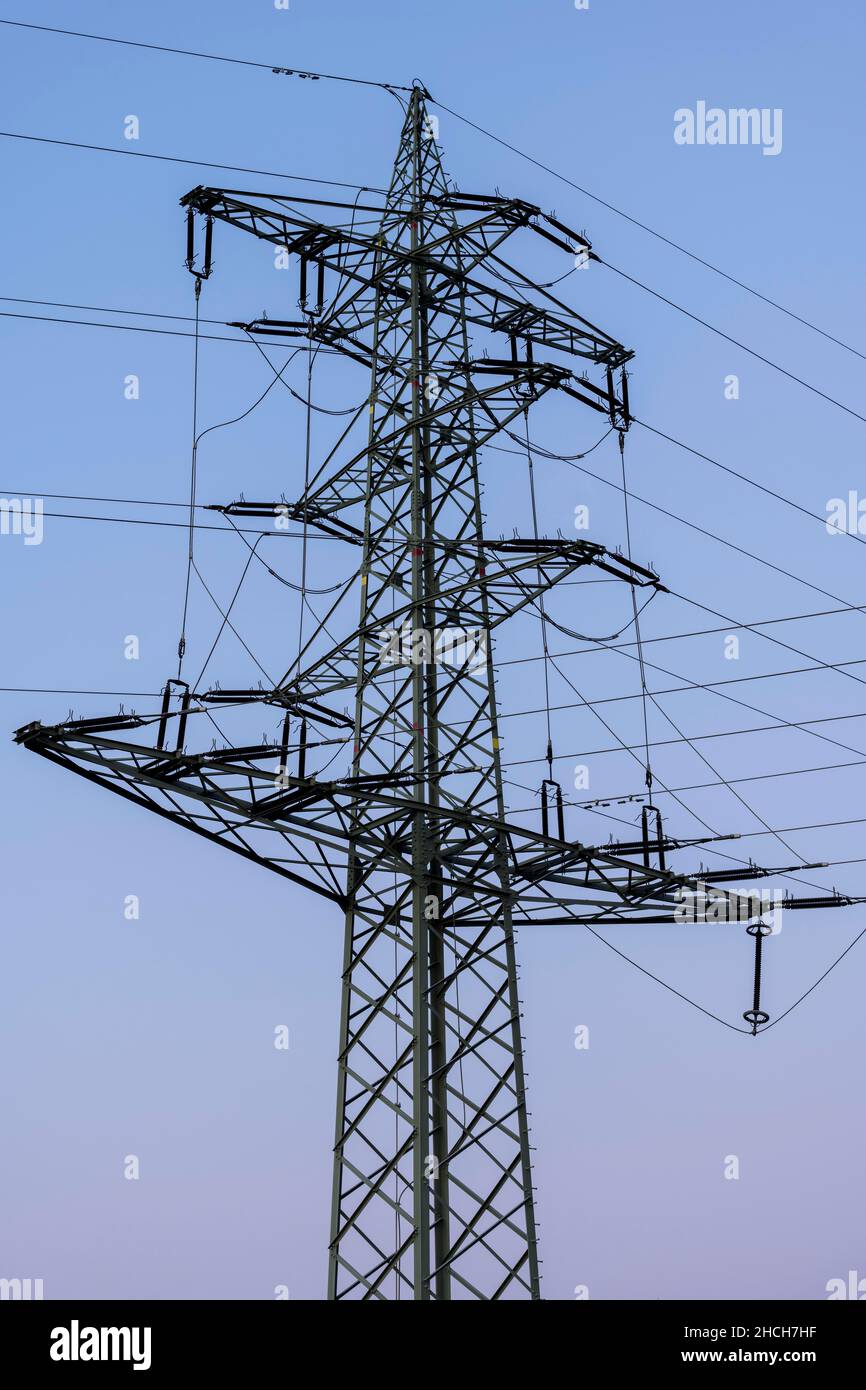 High-voltage pylon, overhead lines, Baden-Wuerttemberg, Germany Stock ...