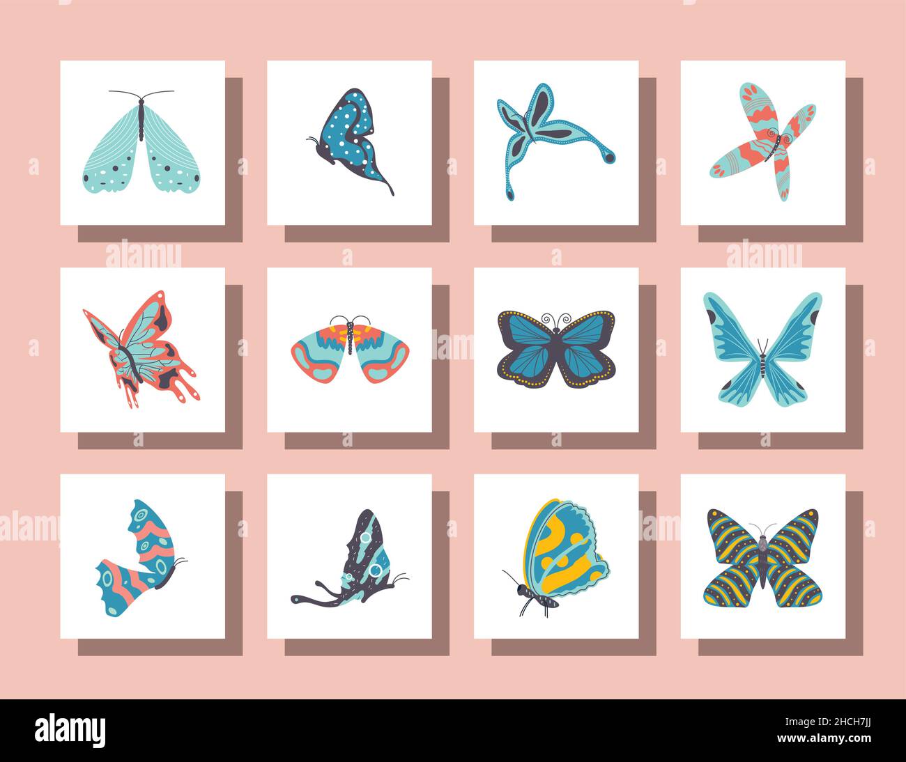 butterflies icons set Stock Vector Image & Art - Alamy