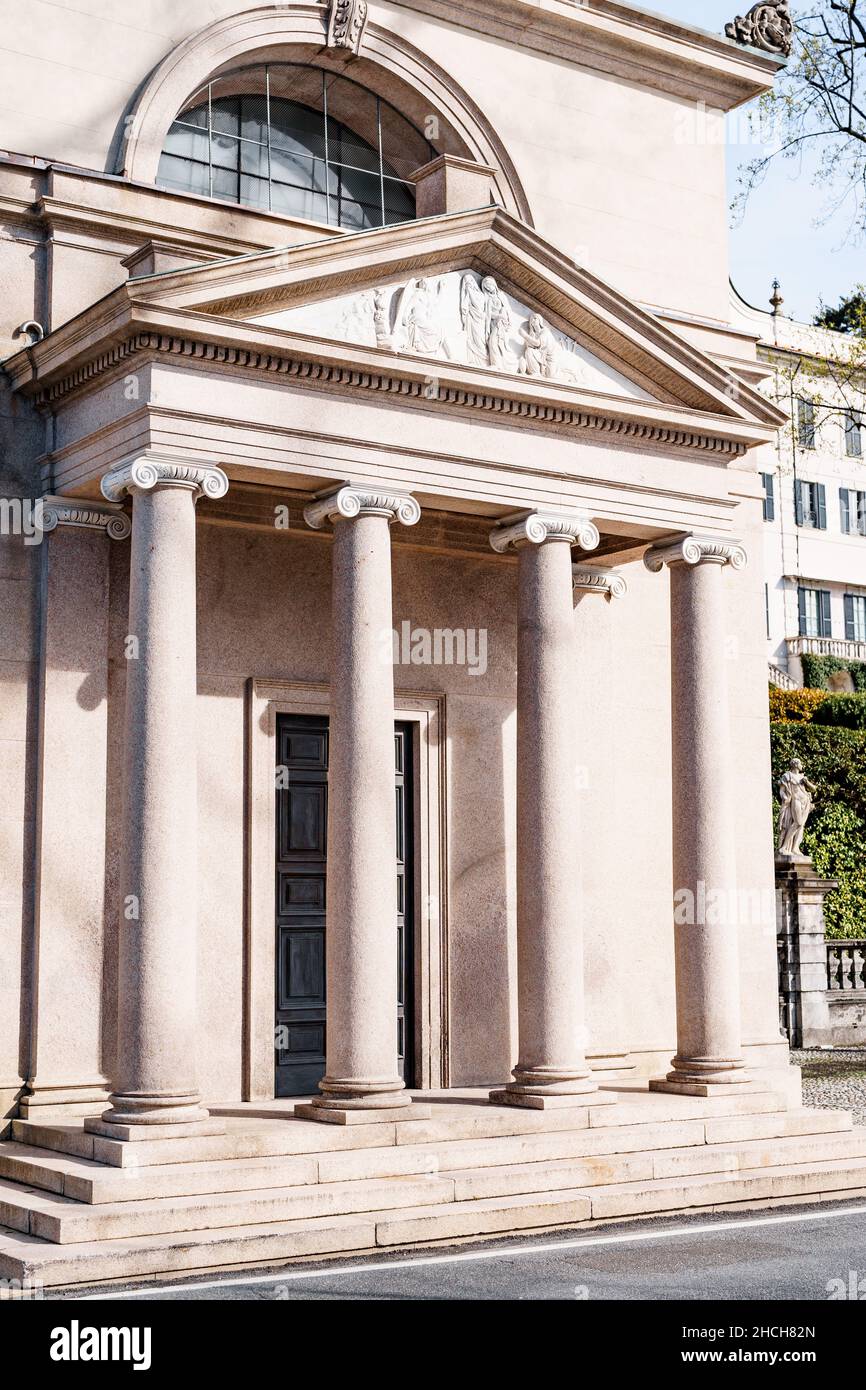 Entrance stone colonnade with stairs in front of the building in ...