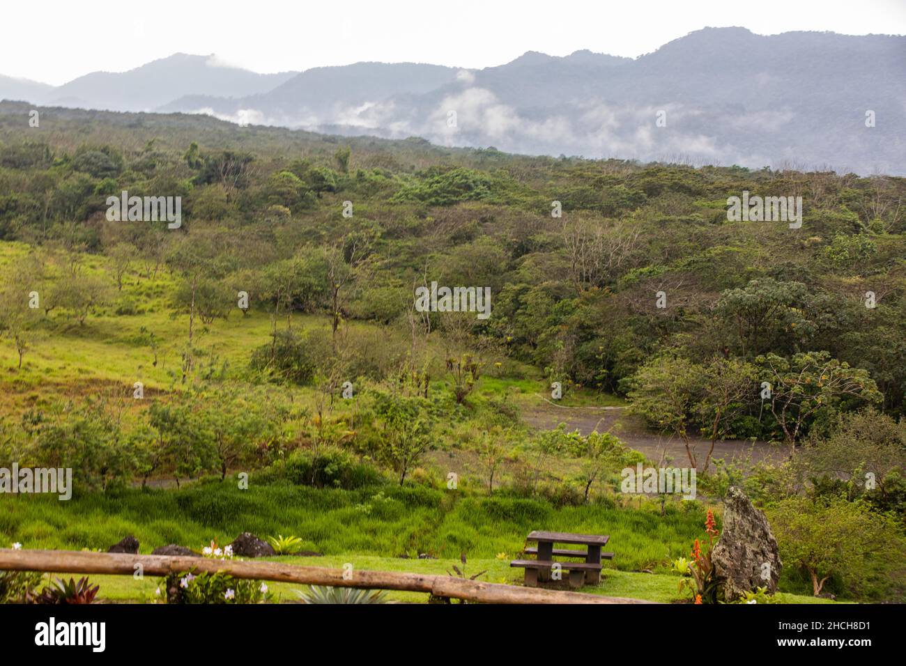 Arenal volcano and arenal cloud forest in the mist in Arenal region ...