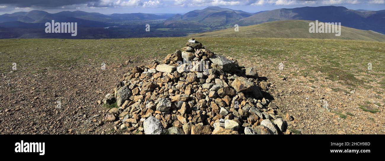 The summit cairn of Great Dodd fell above St Johns in the Vale village ...