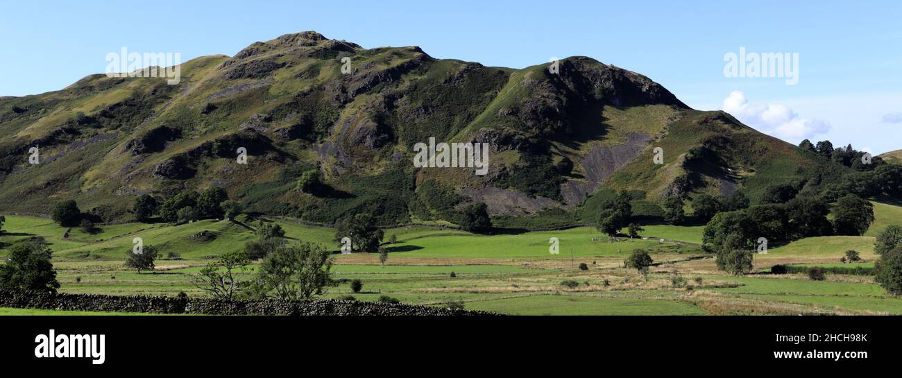 View over High Rigg fell, St Johns in the Vale village, near Keswick ...