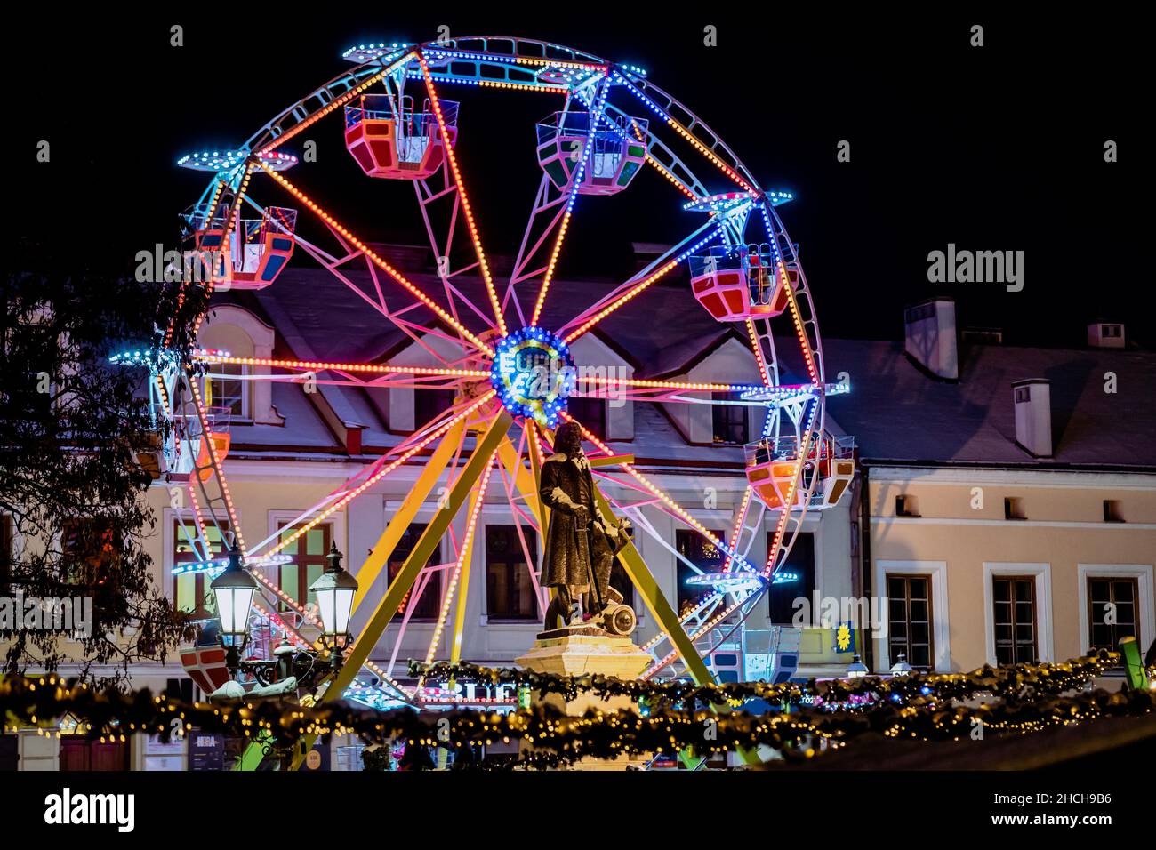 Ferris wheel, christmas market, Rzeszow, podkarpackie, Poland Stock ...