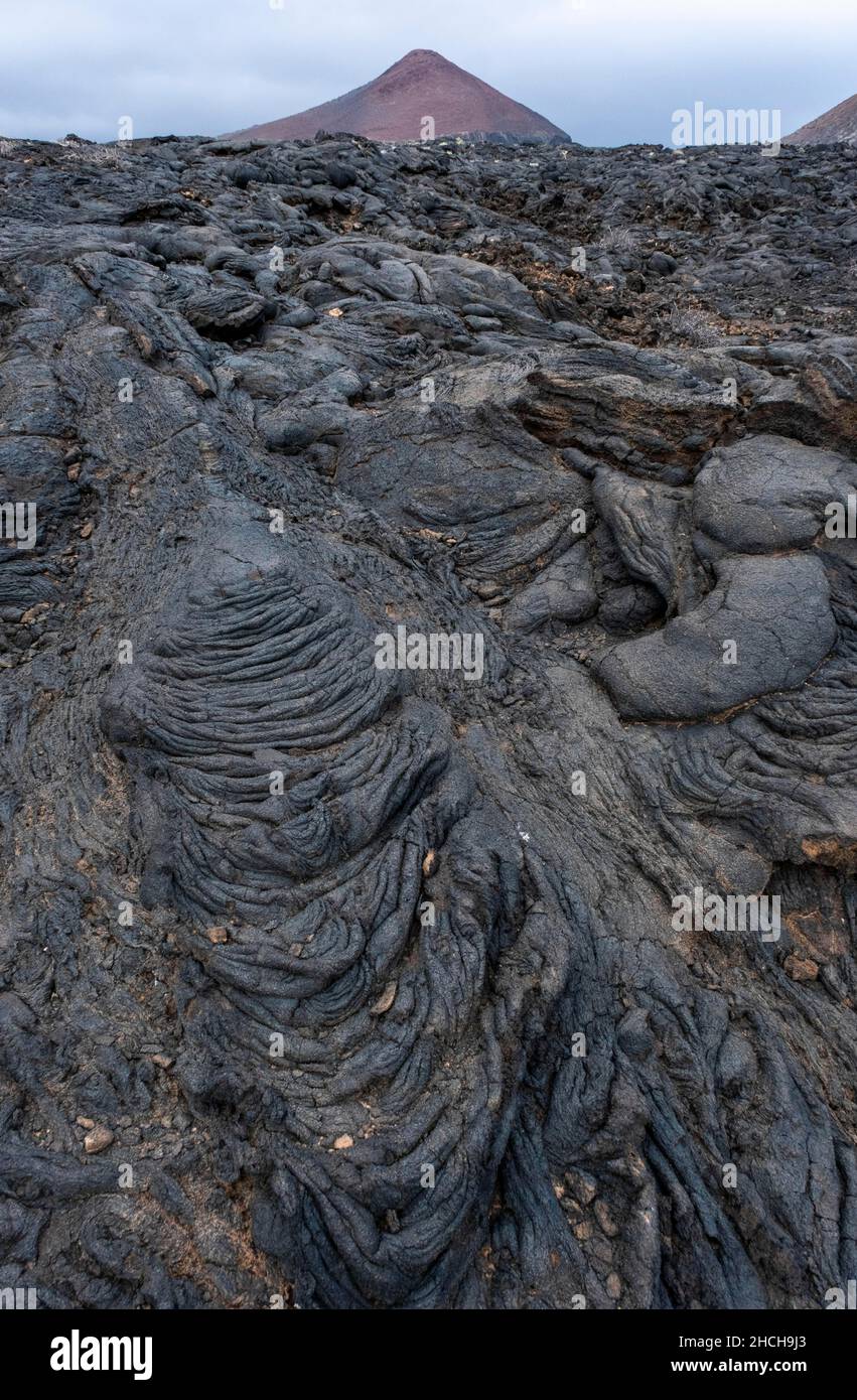 Typical volcanic landscape near La Restinga, Pahoehoe lava, El Hierro ...